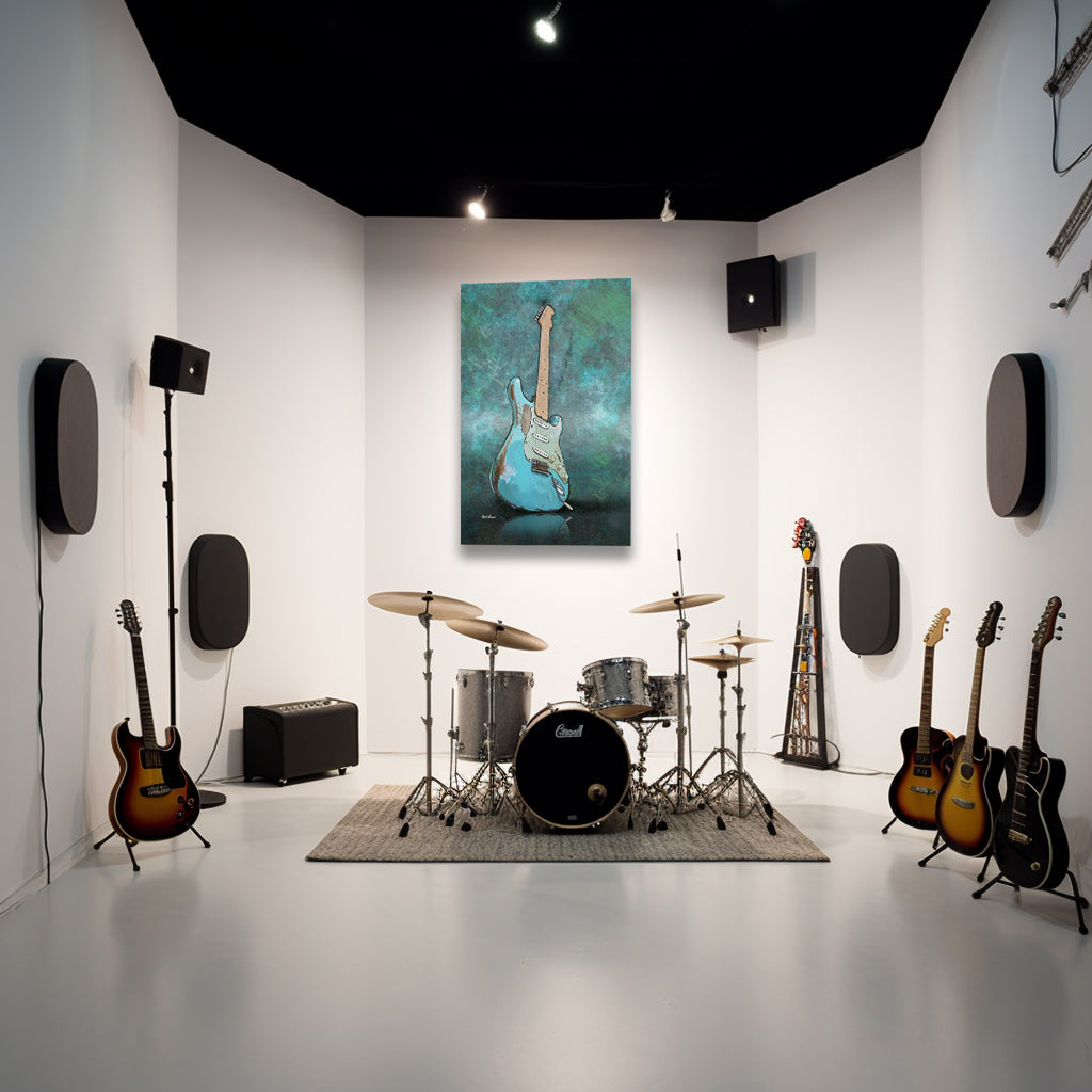 Fender Stratocaster Pelham Blue 1961 Canvas Wall Art – Guitar Fine Art